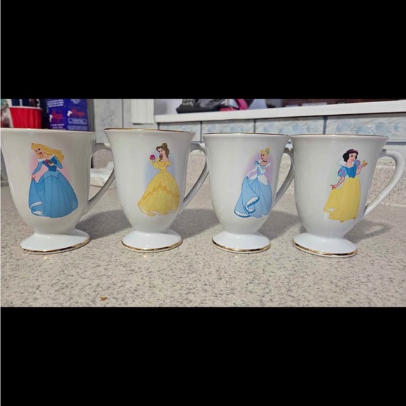 Disney | Kitchen | Disney Princess Mug Set White With Gold Accents ...